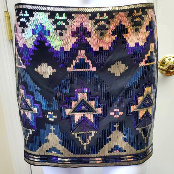 Express | Skirts | Express Sequin Aztec Mini Skirt Cocktail Party Date ...